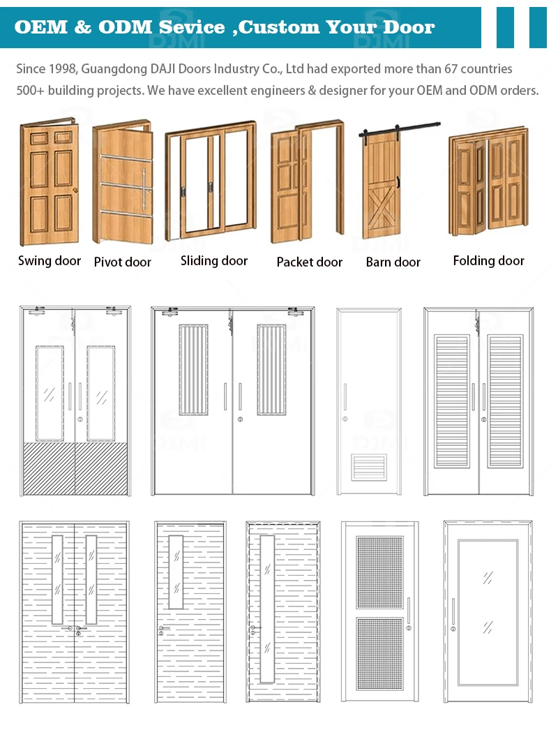 Foshan Custom Made Interior Wood Door With Metal Frame Hotel Wooden ...