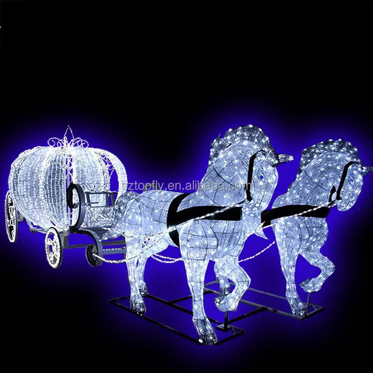 Outdoor Decorative Lighting - LED Horse Carriage with Pumpkin