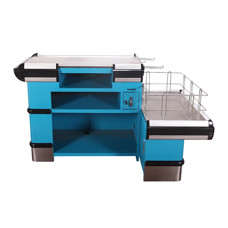 Modern Metal L Shape Supermarket Cashier Desk Checkout Counter For ...