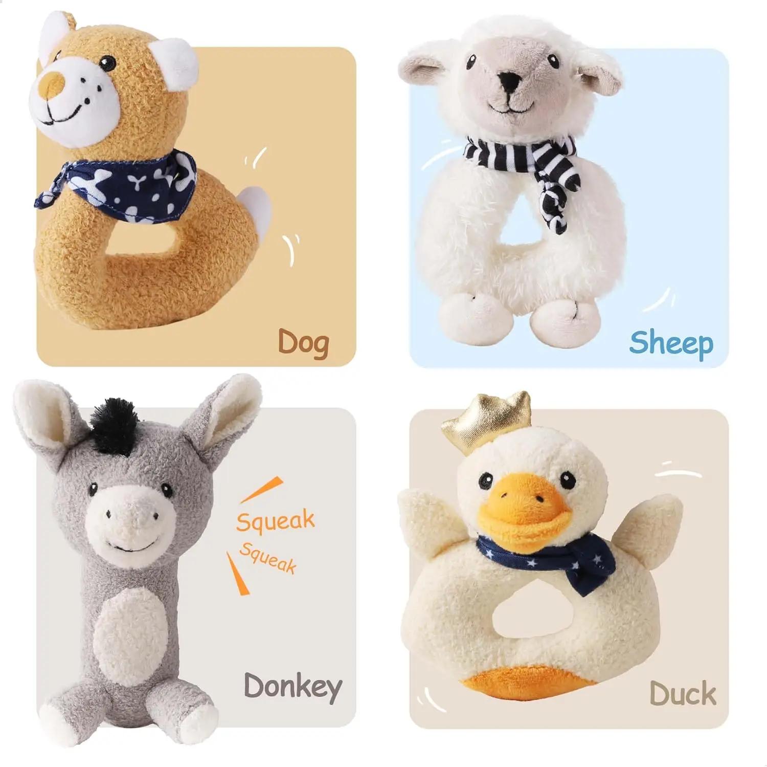 Plush Babysoft Barn Farm Stuffed Animal Set Infant Hand Sensory ...