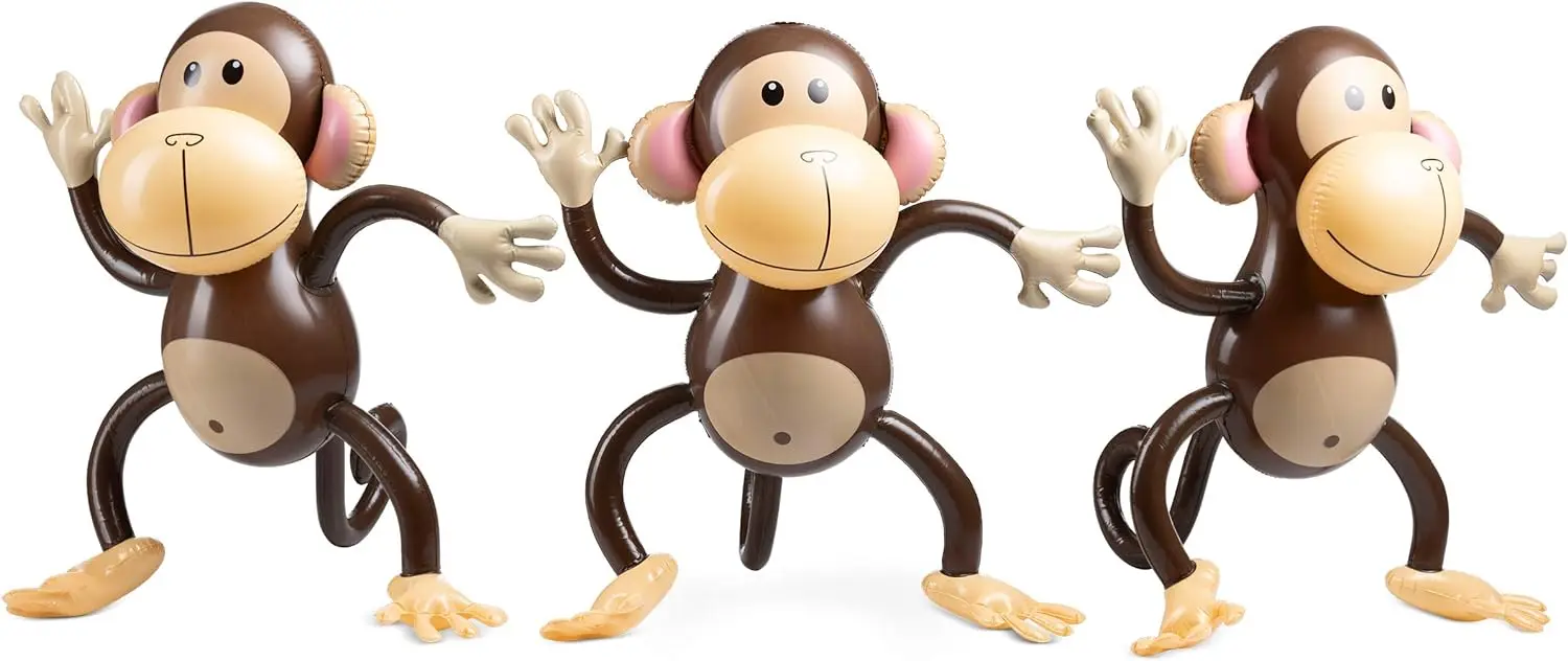 Large Inflatable Monkey (Pack of 3) 27-Inch Monkeys for Baby Shower ...