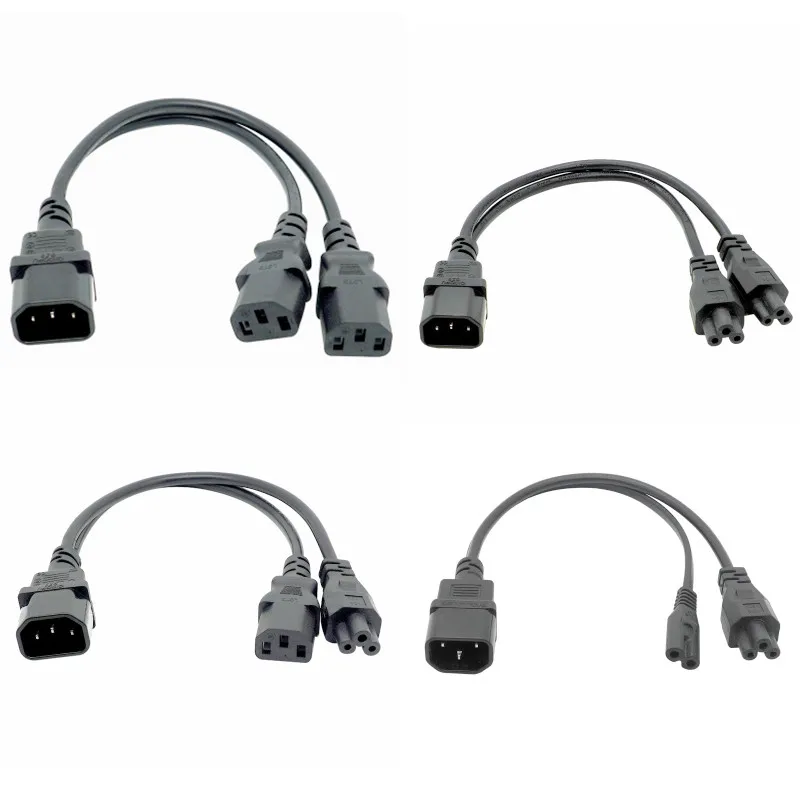 IEC 320 C14 Male Plug to 2xc13 Female Y Type Splitter Cable