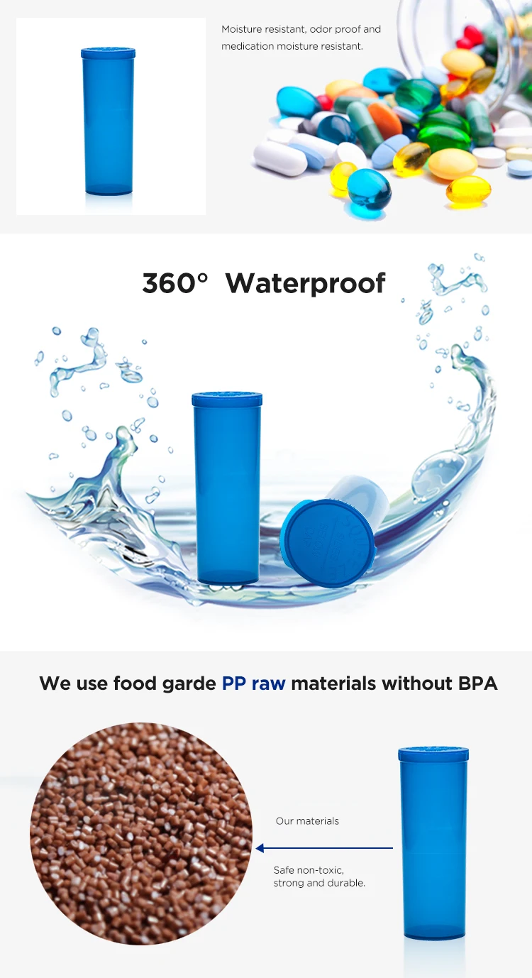 19 Dram Pop Top Vials Squeeze Below Cap Plastic Medicine Pill Bottle Pp ...