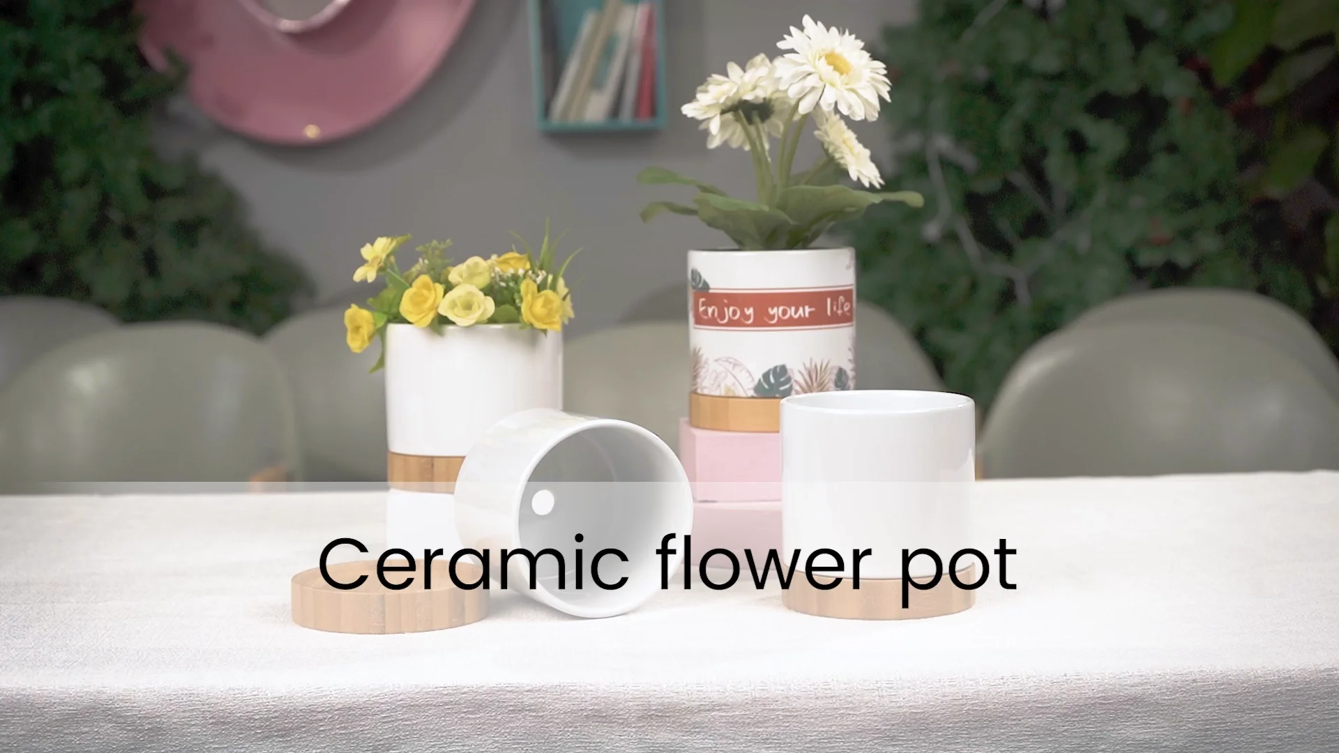 Wholesale Flowers Planting White Ceramic Pot Blank Sublimation Plant ...