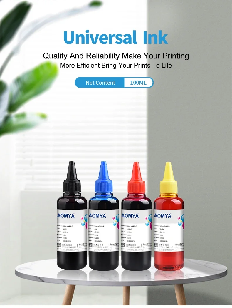 Aomya Office Ink 100ml Refill Dye Ink Universal Ink Compatible with EPN/BRO/CAN/H Printers ...