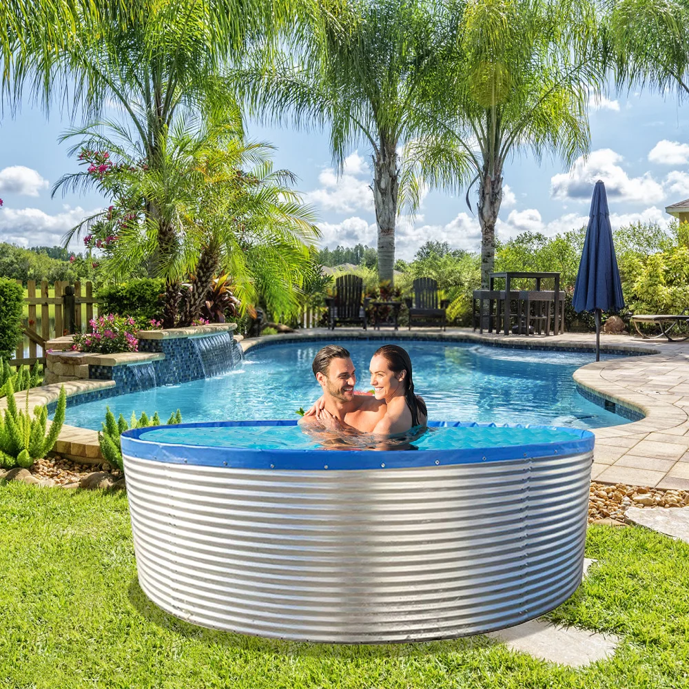 Round Above Ground Swimming Pool With Pvc Clip Mesh Cloth Galvanized ...