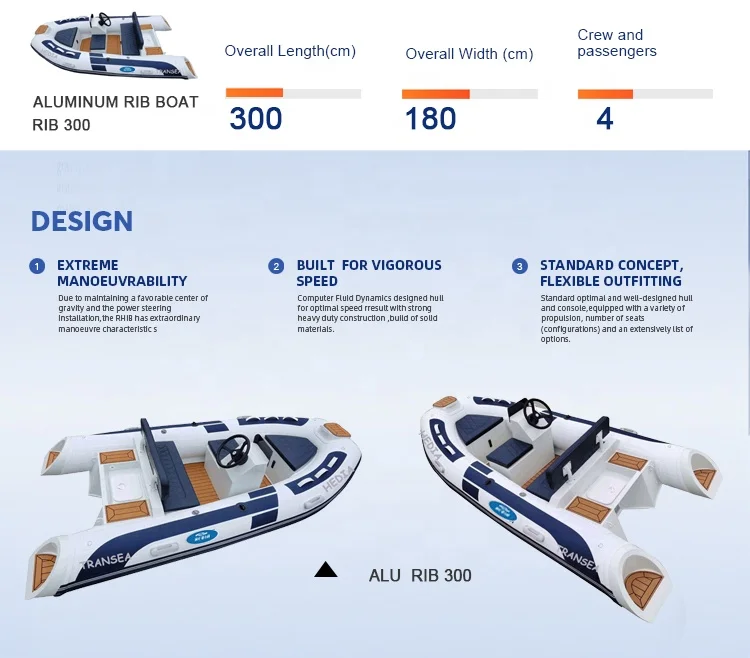 310 Inflatable Rib Rigid Inflatable Boat 300 Alu Rib for Sale