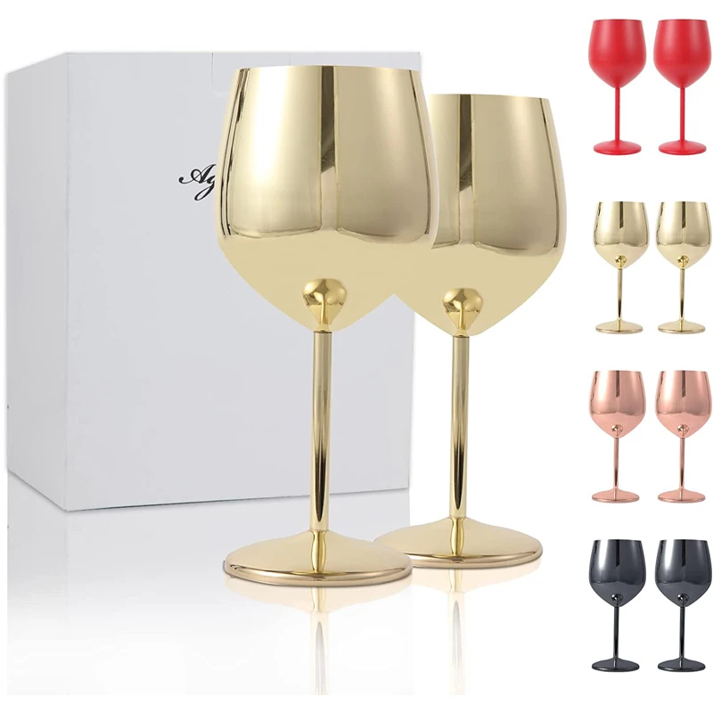 Stainless Steel Wine Glasses Cute Unbreakable Bar Tumbler Goblet For ...