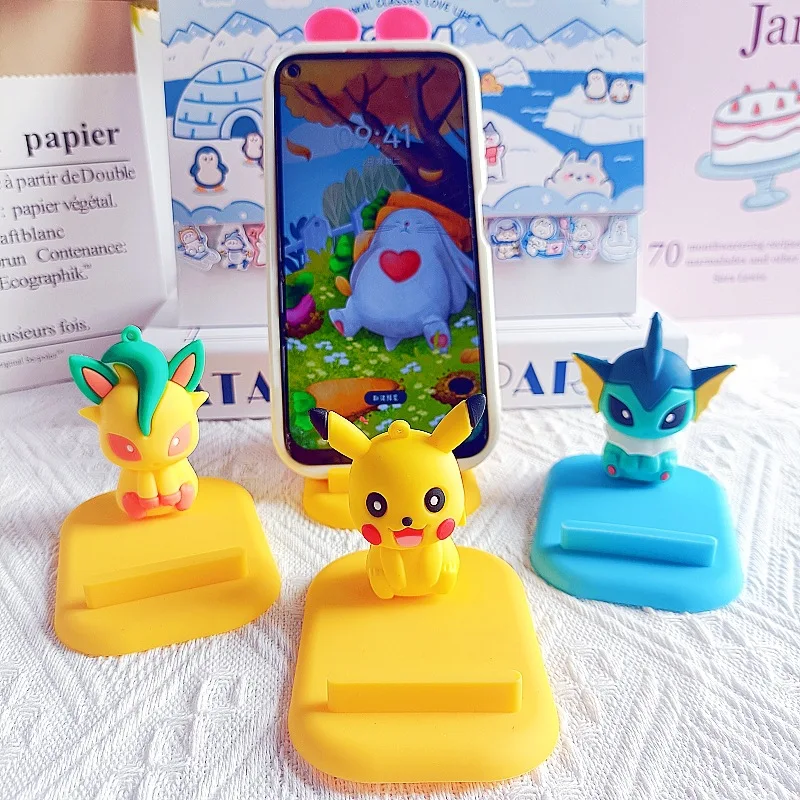 Lovely Cartoon Pokemoned Eevee 3D PVC Silicone Mobile Phone Holder ...