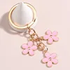 Cute Enamel Keychain Colorful Sakura Flower Key Ring Sweet Key Chains ...