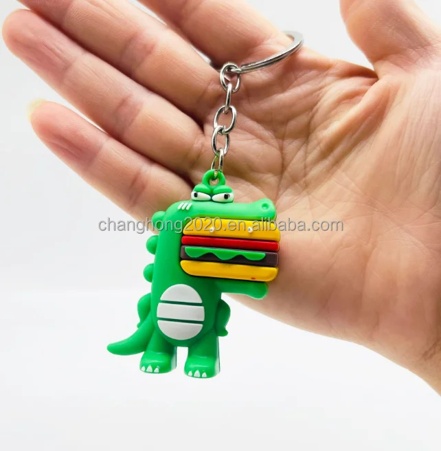 Jt129 Cartoon Dinosaur Keychain Pvc Soft Glue Cute Foodie Doll Wrap ...