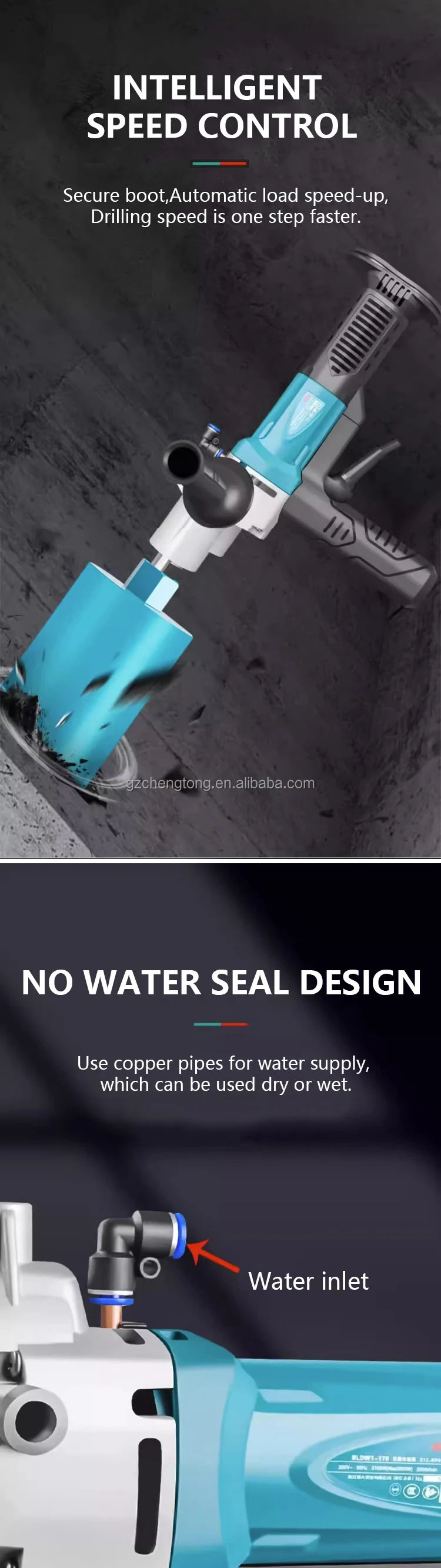 BODA DW1-218 Brushless Concrete Core Drill - 220v Wet/dry