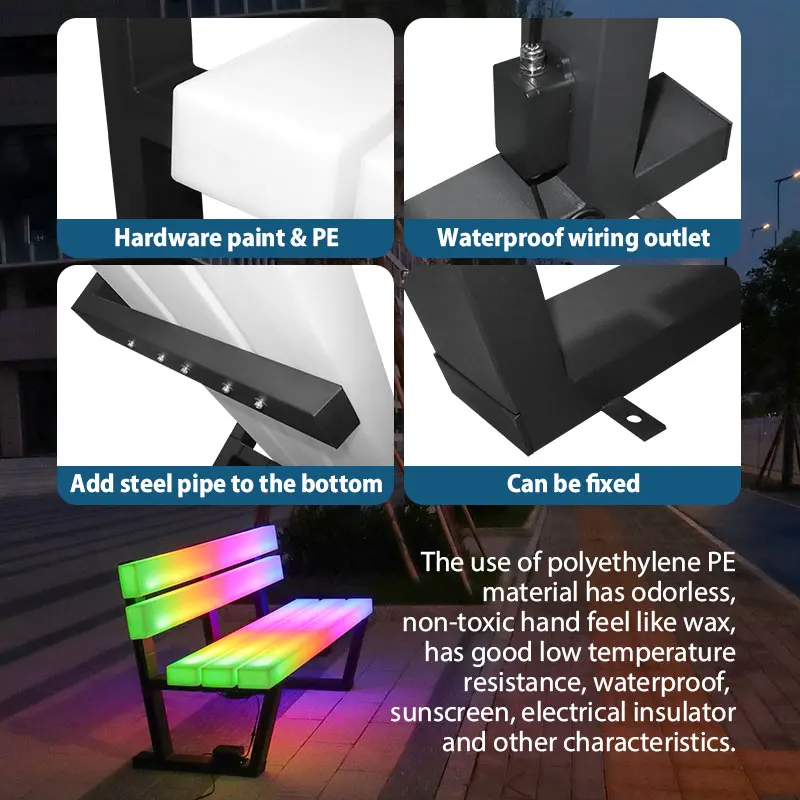 12V Garden Illumination RGB LED Park Bench for Outdoor