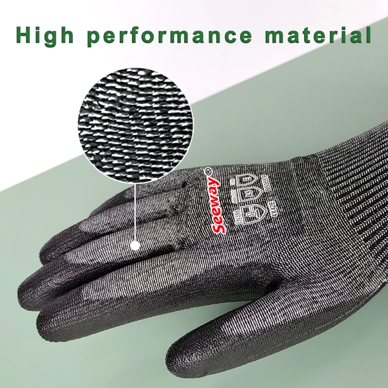 Seeway Level 5 HPPE Steel Blended Industrial Safety Gloves ANSI A5 Cut ...