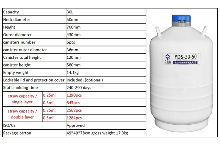 YDS-30-50 Liquid Nitrogen Canister for Cryo-treatment