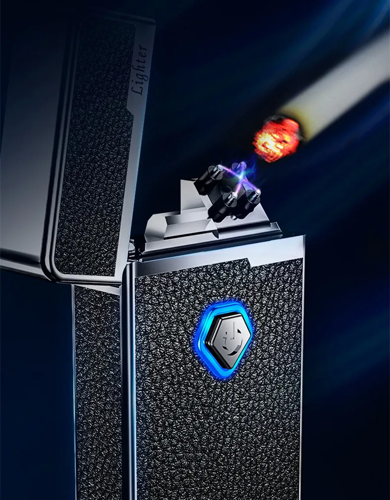2024 Black Technology Plasma Lighter Luxury Leather Cover Electric Dual ...