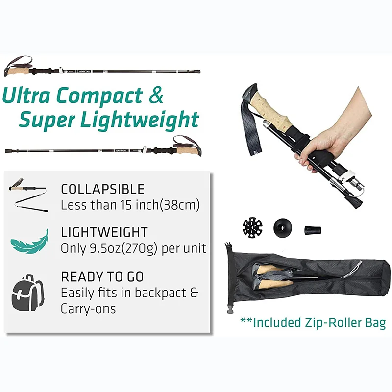 Outdoor Ultralight 7075 Aluminum Hiking Stretching Folding Trekking ...