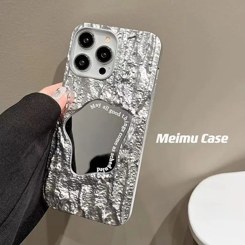 Fashion Pleated Mirror Surface Woman Phone Cover Apple Mobile Phone ...