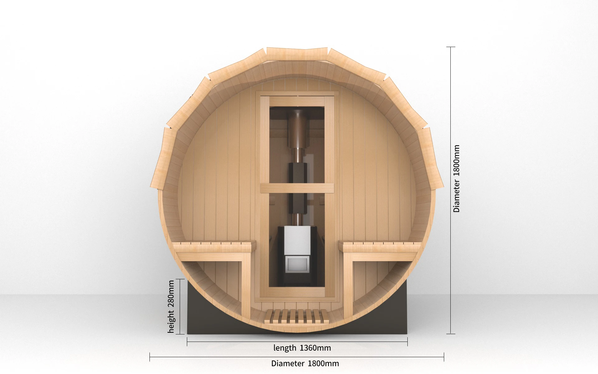 Garden Use Traditional Steam Barrel Sauna Wooden Panoramic View Cedar ...