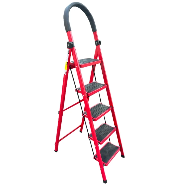 White Safety Wide Step 4 Step Steel Home Indoor And Outdoor Ladder ...