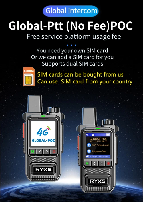 Long Distance PoC Radio Smart Sim Card Walkie Talkie 4G LTE Network ...