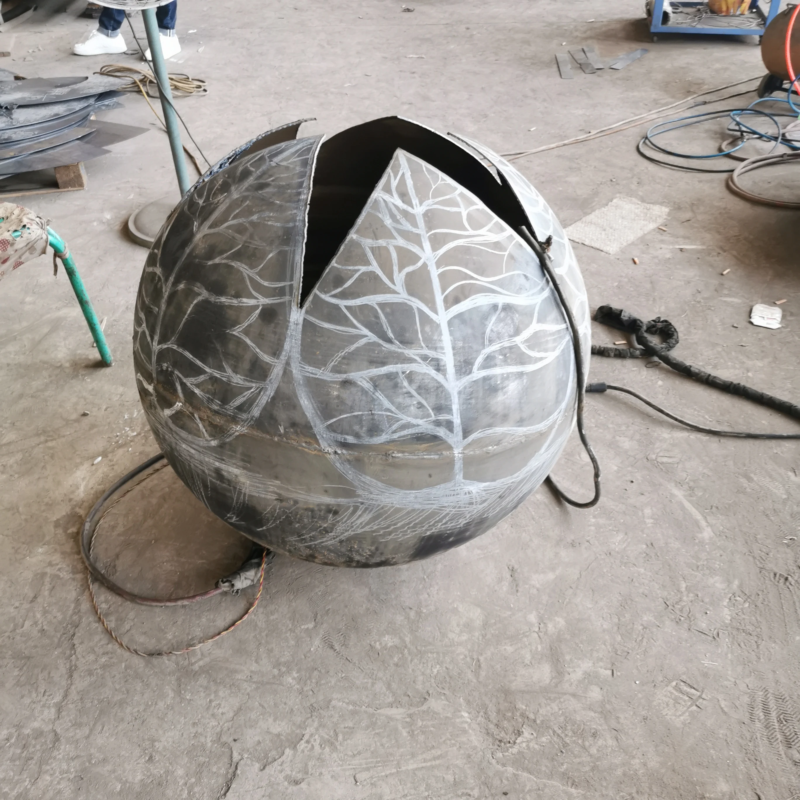 Outdoor Bonfire Sphere Fire Pits Corten Steel Globe Fire Pits Laser ...