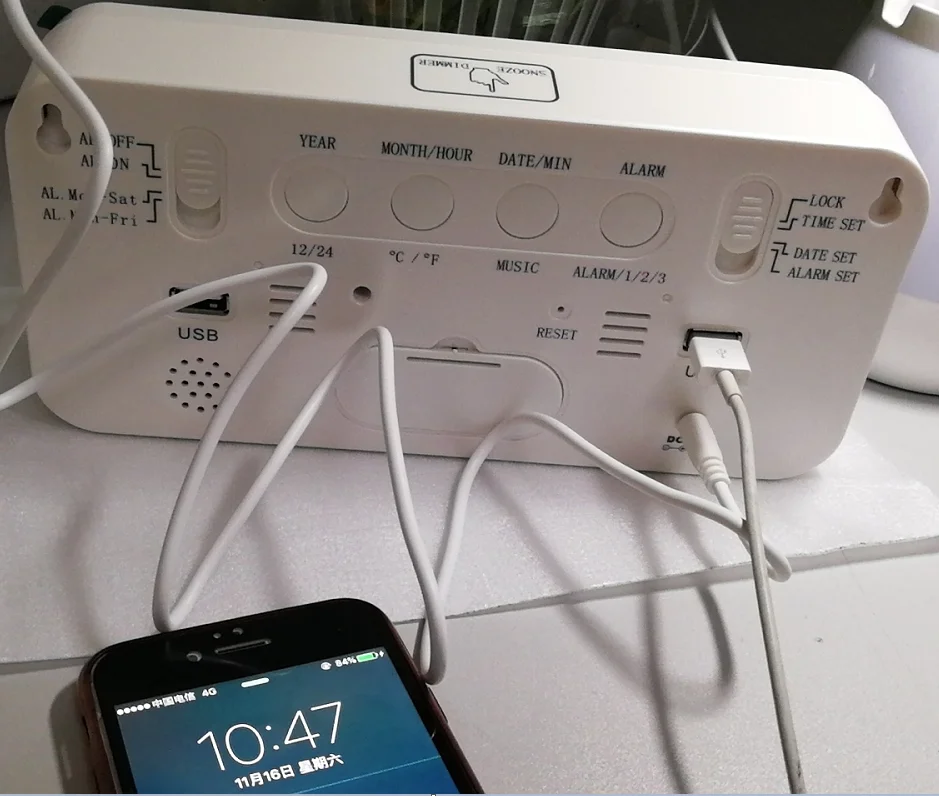 USB Electronic Table Alarm Clock with Temperature