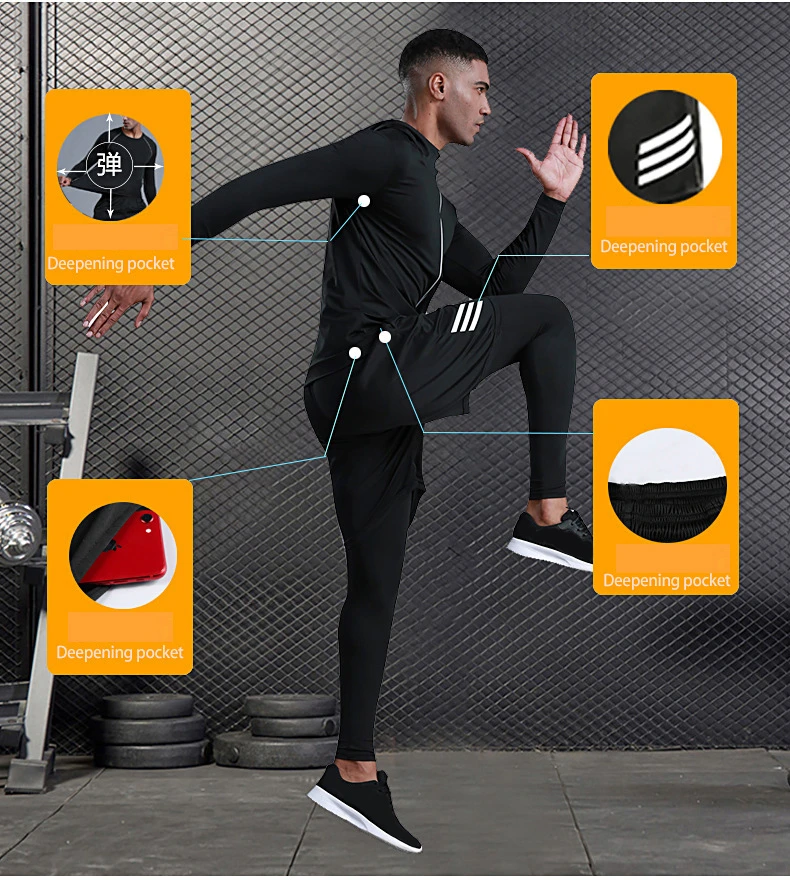 Man Compression Sports Suit Quick Drying Perspiration Fitness Training ...