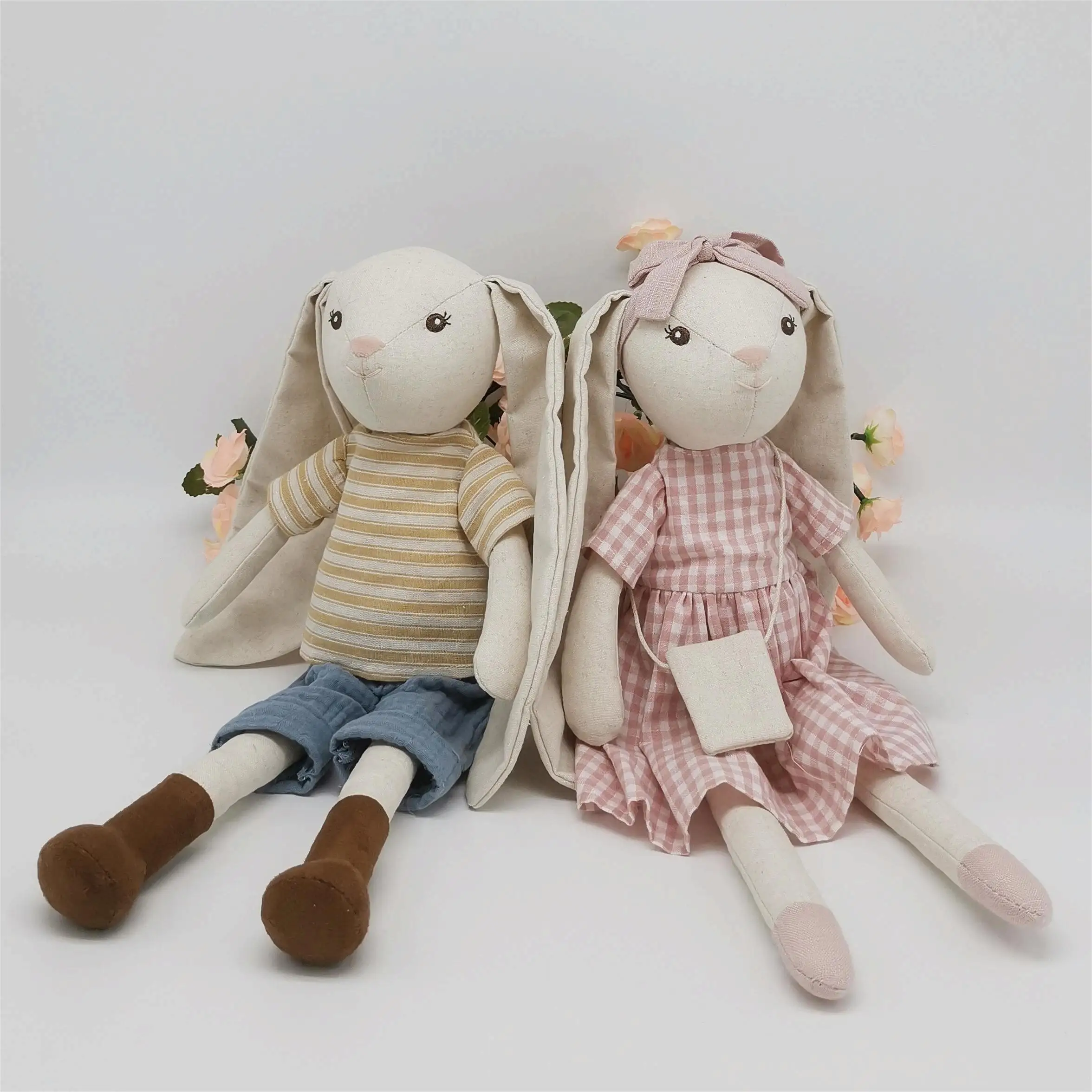 Soft Linen Long Ears Easter Bunny Doll Toy Oem Odm Plush Ballerina With ...