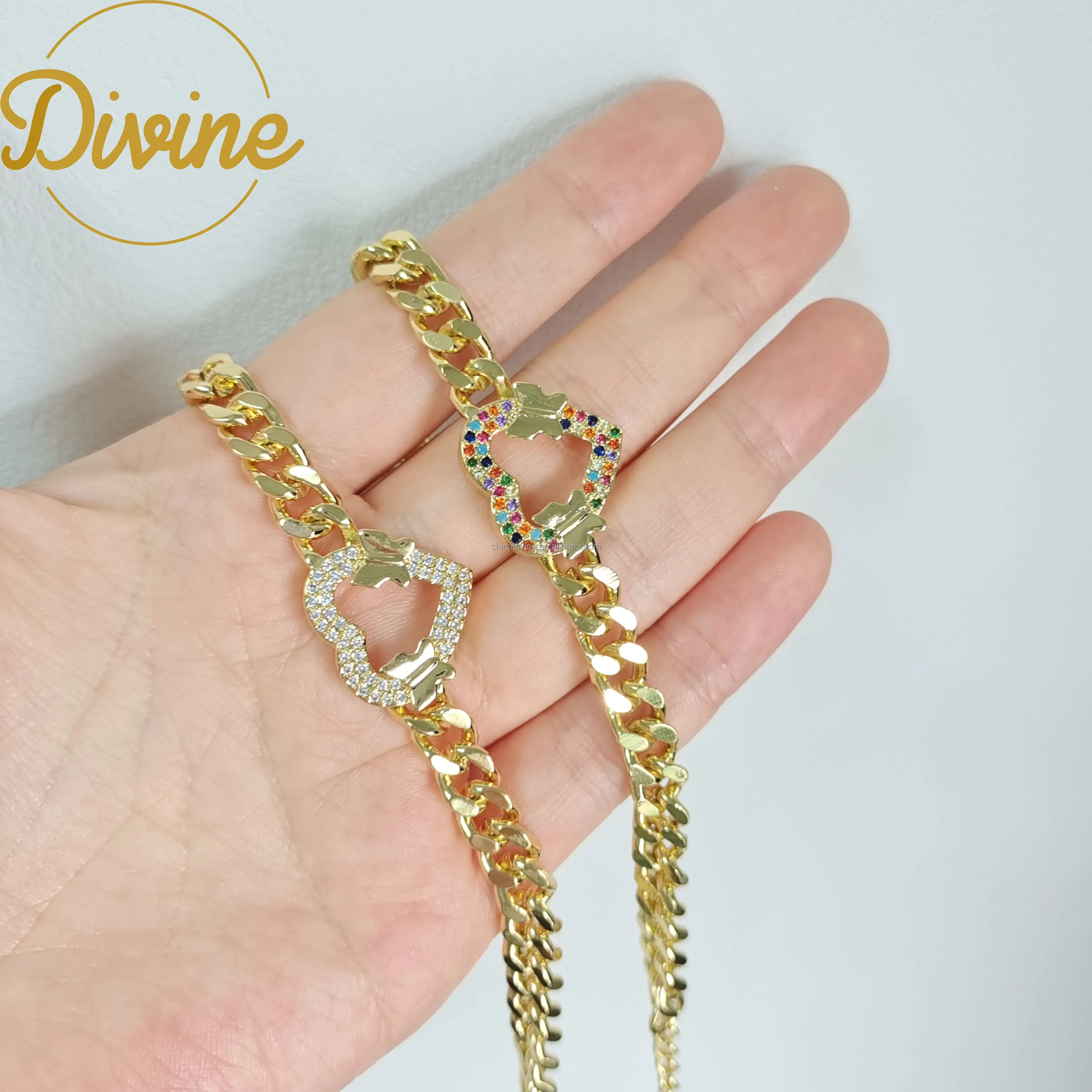 18k Gold Plated 7mm Cuban Link Chain Bracelet Men Wholesale Copper ...