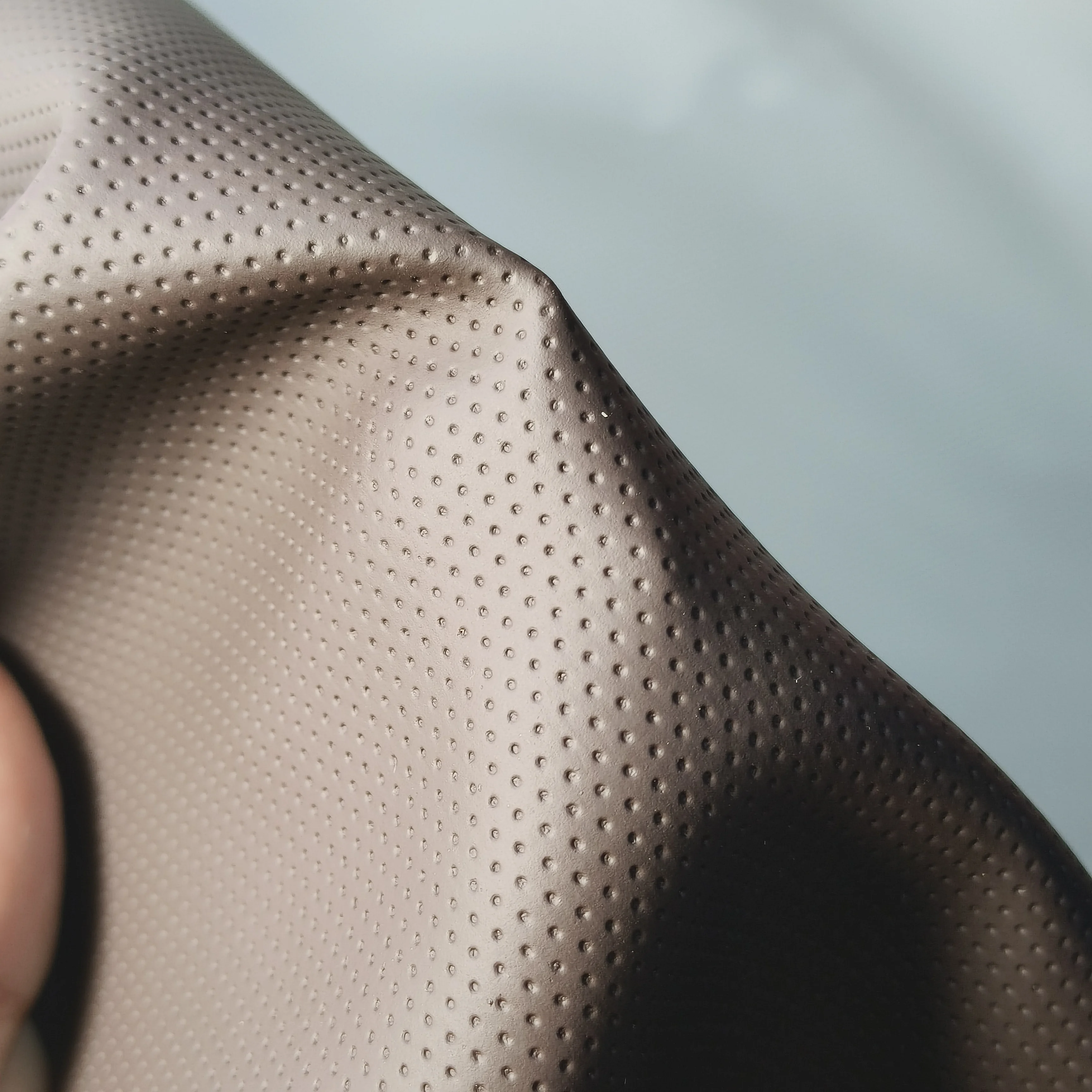 Perforated Ventilation 0.7mm Thick Nappa Pvc Leather Fabrics Car Seat ...