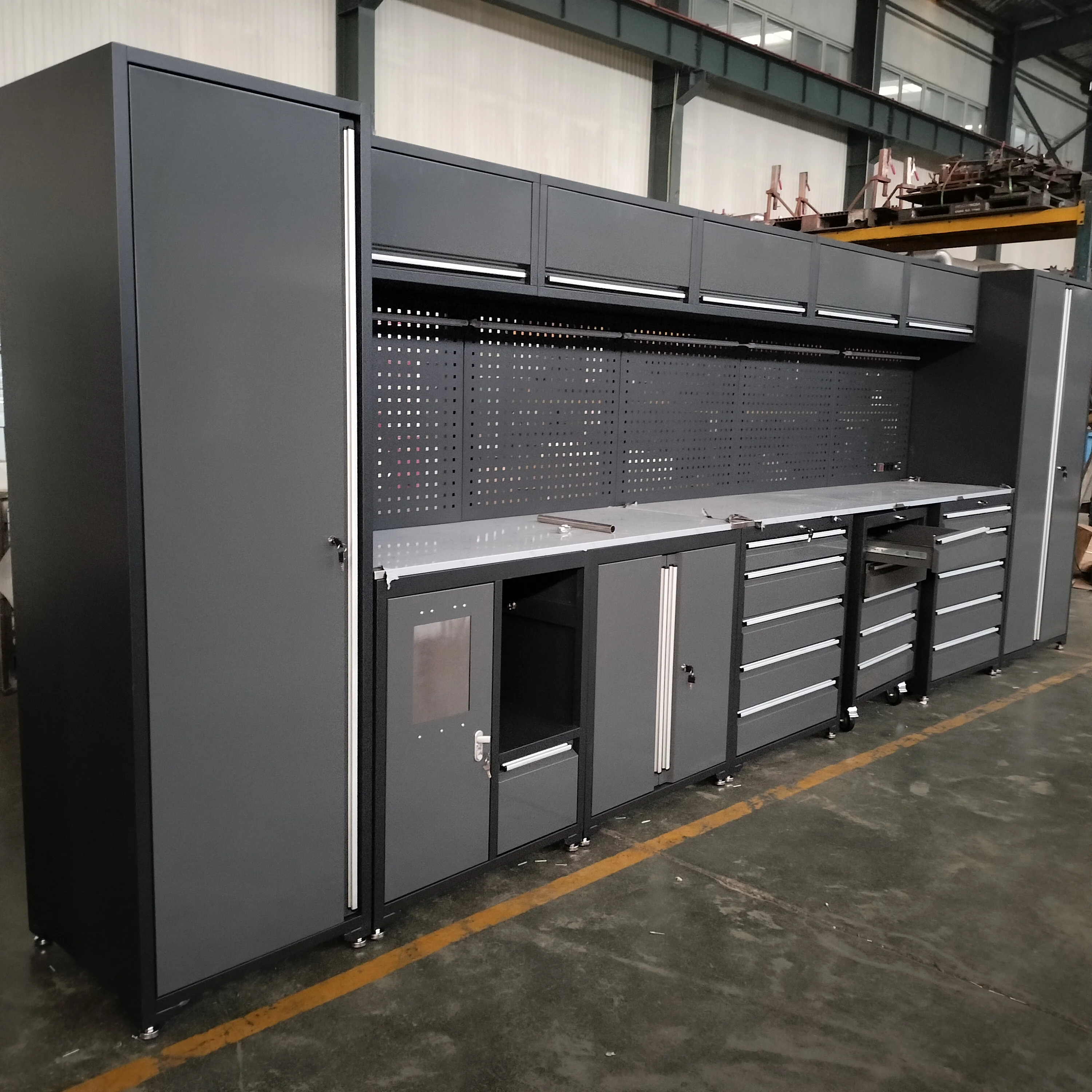 Garage Storage Steel Modular Tool Cabinet With Stainless Steel Work ...