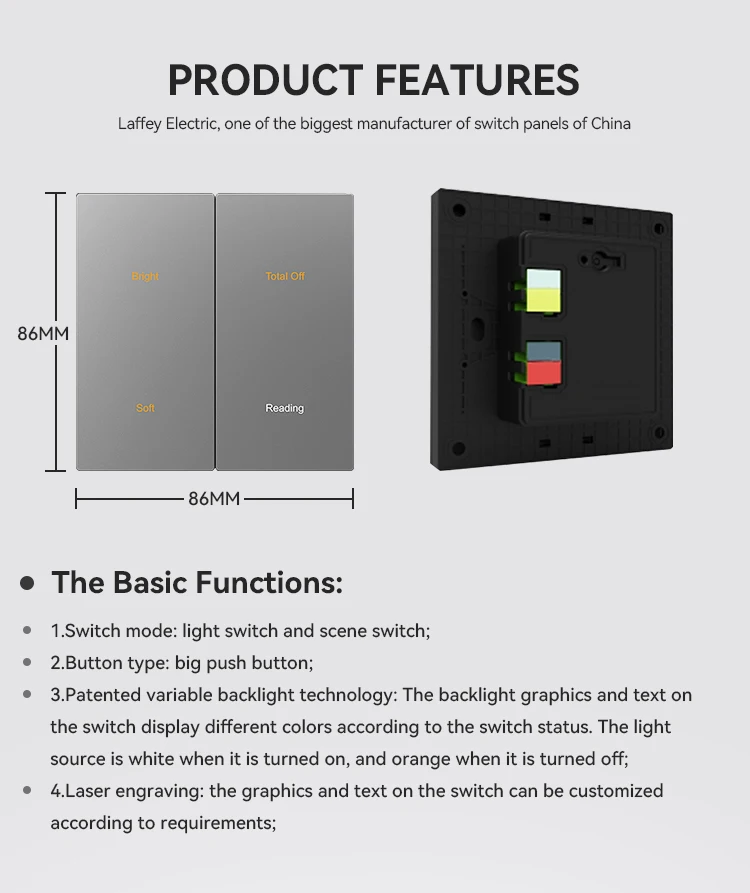 Knx Smart Home Atomation System 4 Gang Metal Push Button Smart Wall ...
