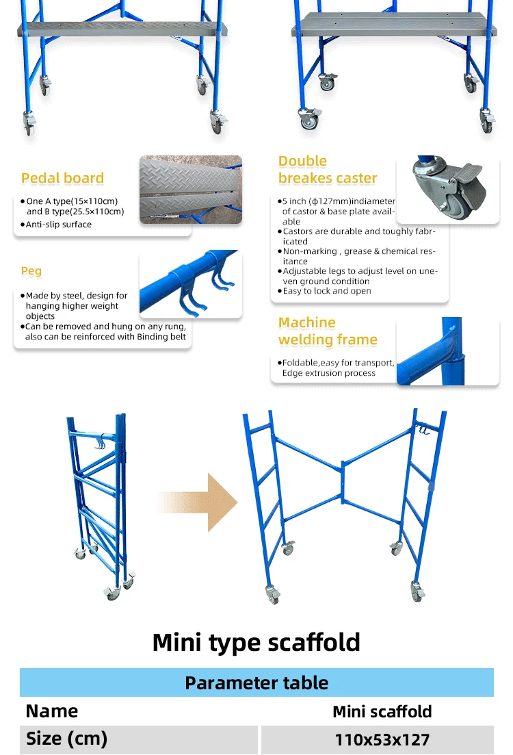 Portable Industrial Mini Scaffold Platform with Wheels