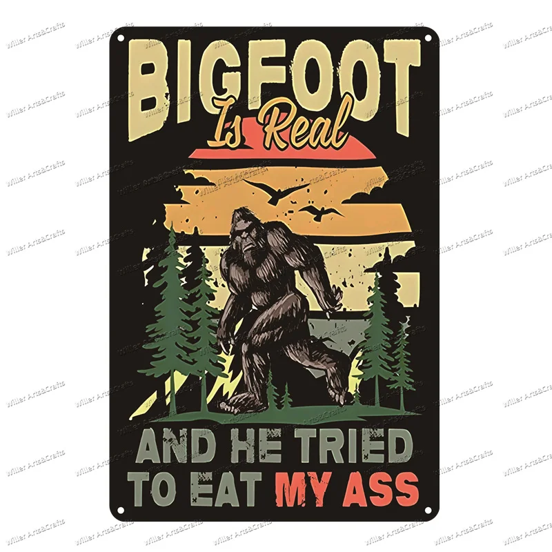 Retro Tin Sign Bigfoot Sasquatch Metal Poster Man Cave Bar Pub Decor ...