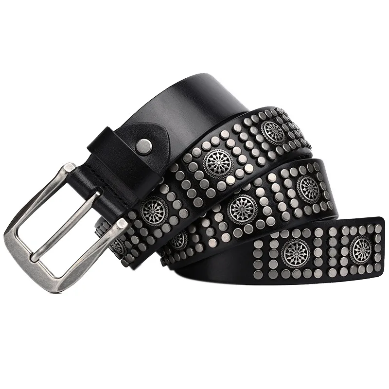 Custom Studded Belt Punk Rock Rivet Belt With Metal Round Metal Rivet ...