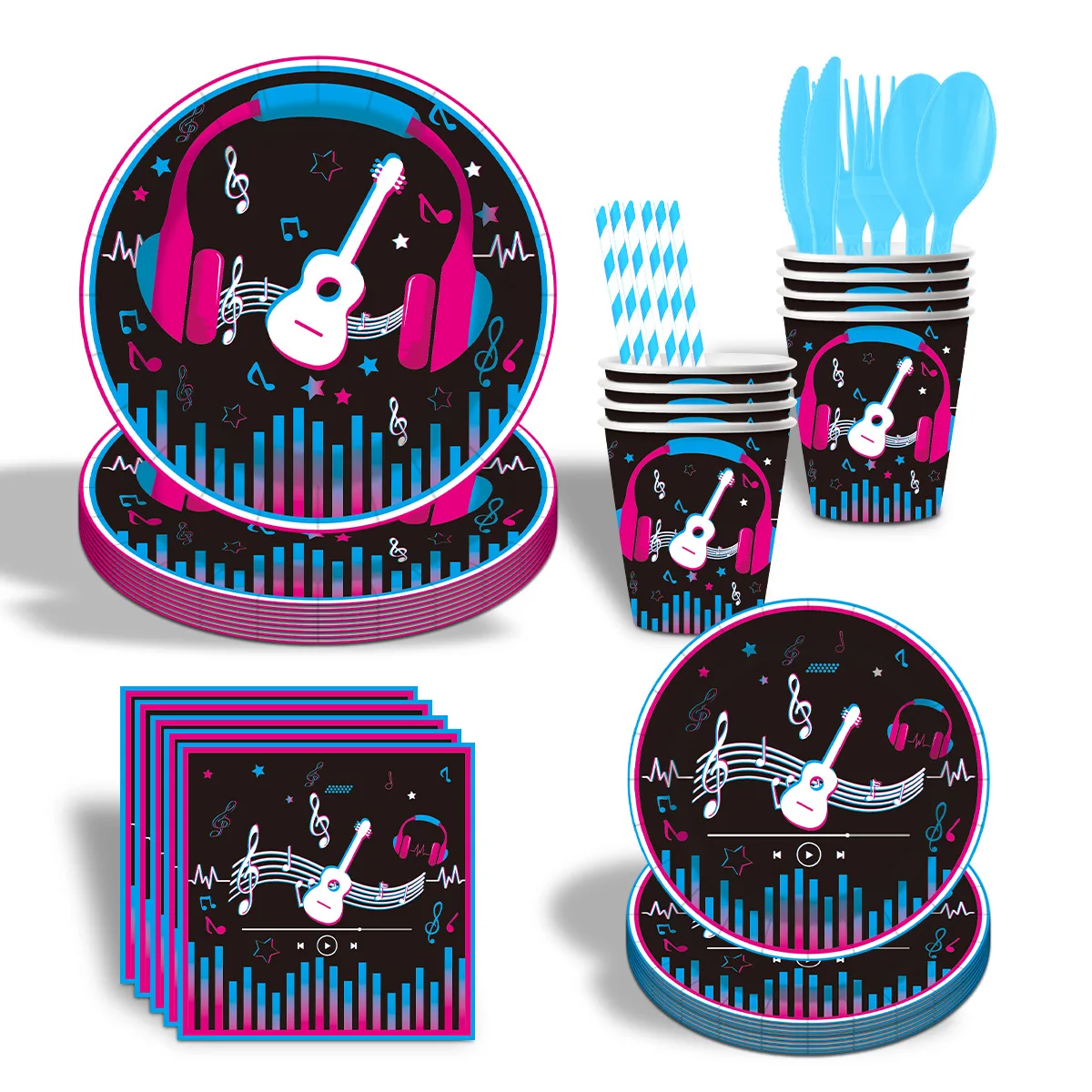 Wholesale Music Note Theme Birthday Party Supplies Banner Tableware Set ...