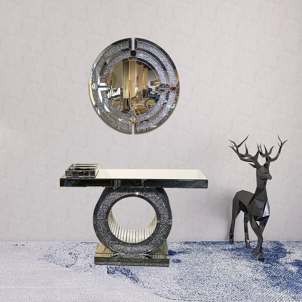 2022 Luxury Mirrored Console Table - Half Moon Shaped