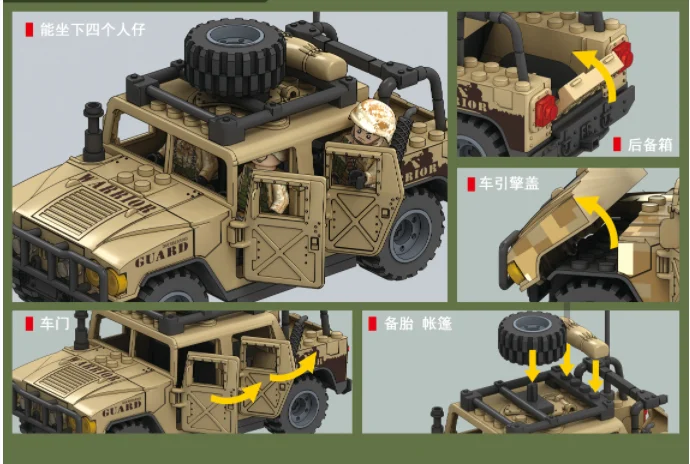 MOC Military Army Car Solider Vehicle Fighter Weapon Building Blocks ...