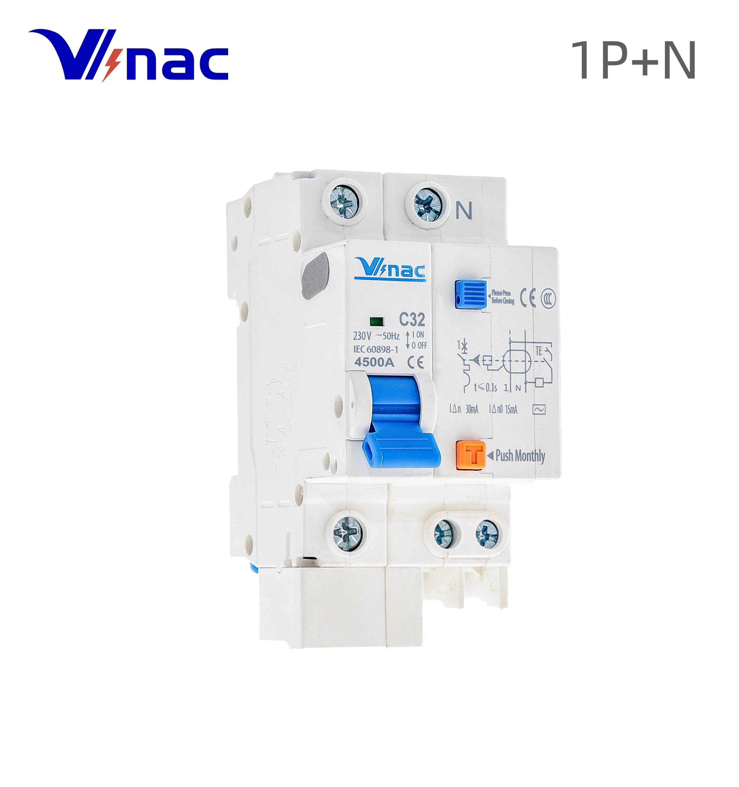 1p+n Earth Leakage Miniature Circuit Breaker Rcd/rccb/rcbo/elcb 6a 10a 16a 20a 25a 32a 40a 50a ...