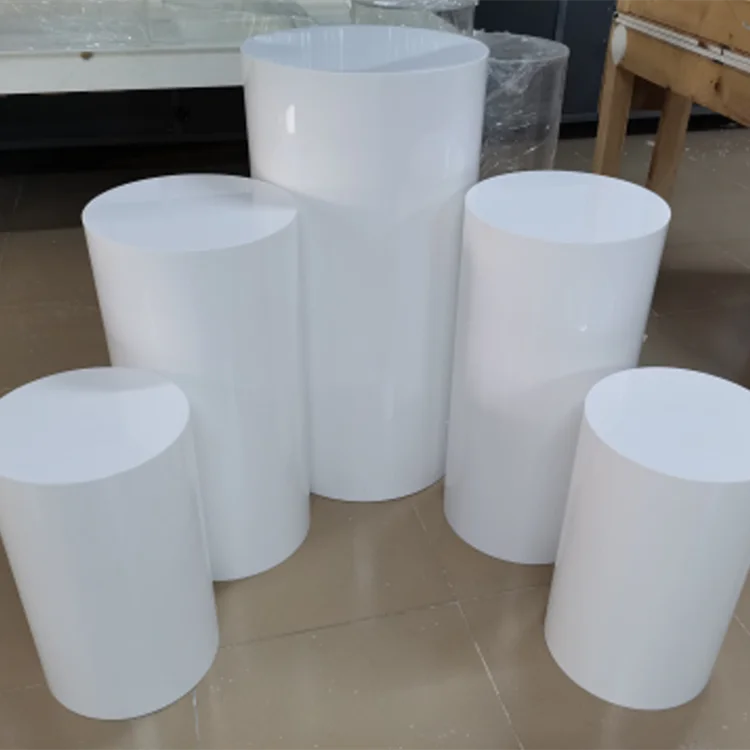Custom Column Party White Cylinder Acrylic Plinth Wedding Display Stand ...
