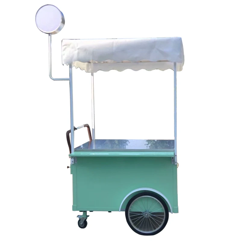 Hand Push Ice Cream Display Snack Juice Food Cart Beach Gelato Trolley ...
