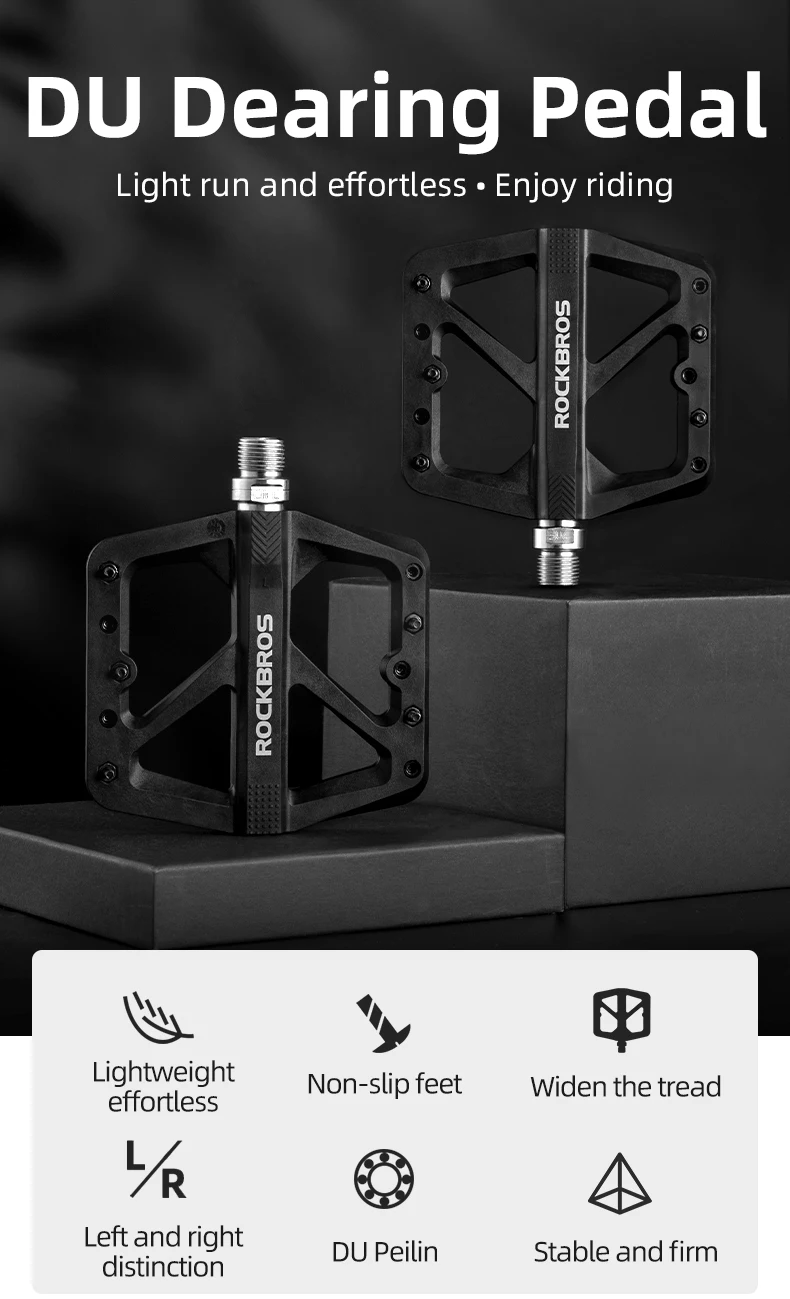 ROCKBROS Bicycle MTB Pedal Wellgo Anti-slip Widen the Tread Mountain ...