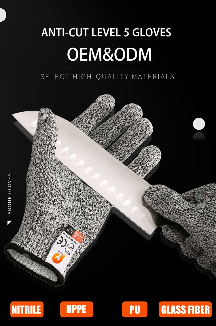 Hppe En388 Ndustry Anti Cut Level 5 Pu Coated Construction Work Safety ...