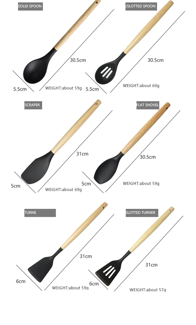 12pcs Food Grade Silicone Kitchen Accessories Gadgets Cocina Cuisine ...