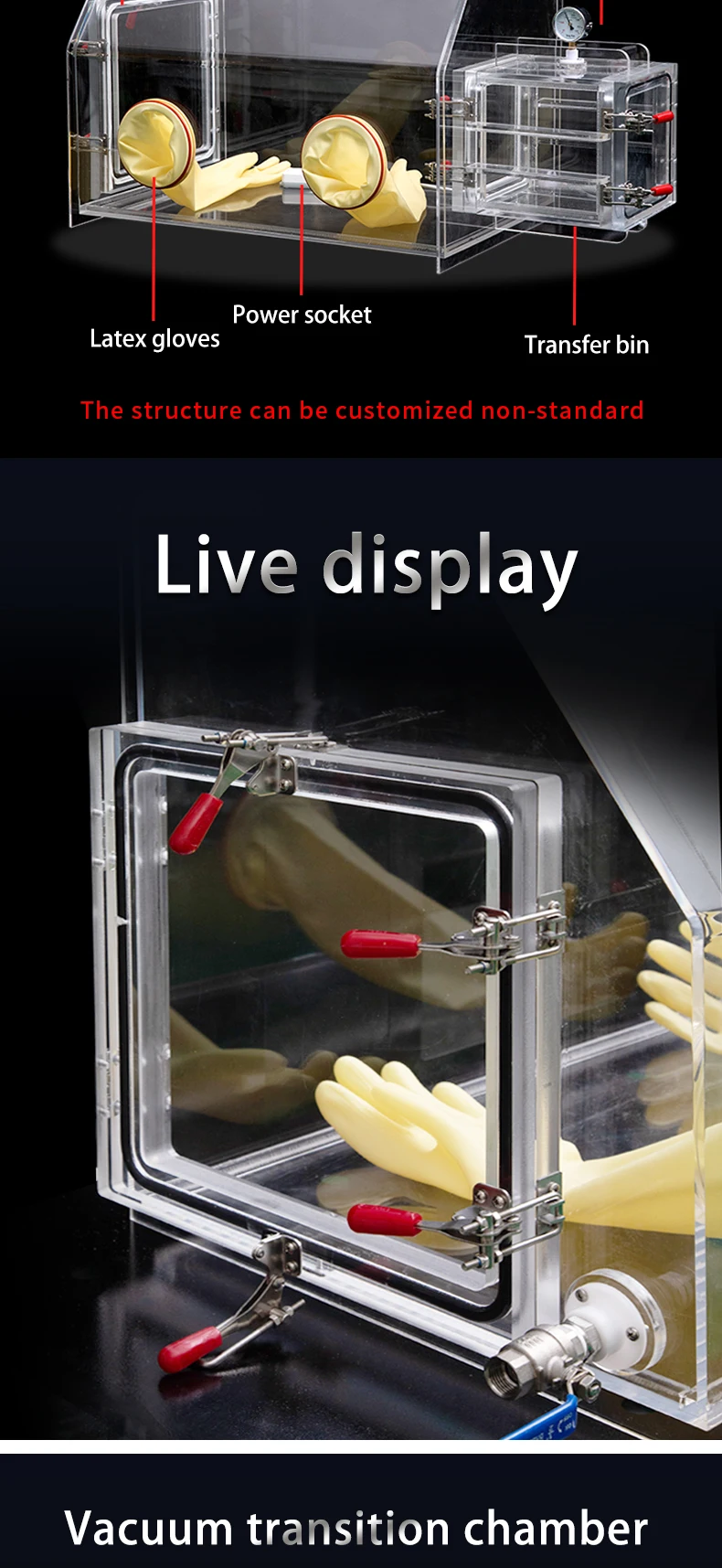 Acrylic Glove Box - Lab Negative Pressure Pmma Operation