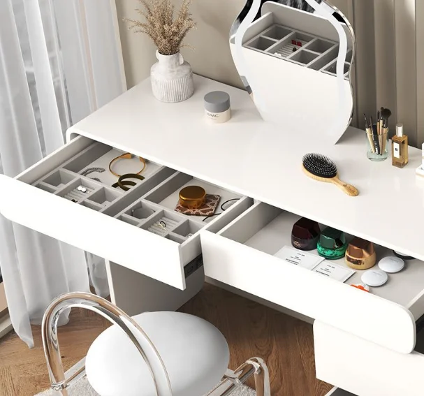 Modern Makeup Desk Wooden Minimalist Storage Cabinet With Mirror ...