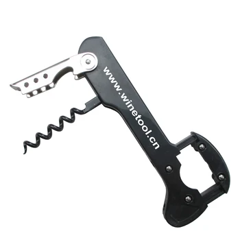 Classic Black Wine Key Double Hinged Corkscrew With Extendable 4 Wheel ...