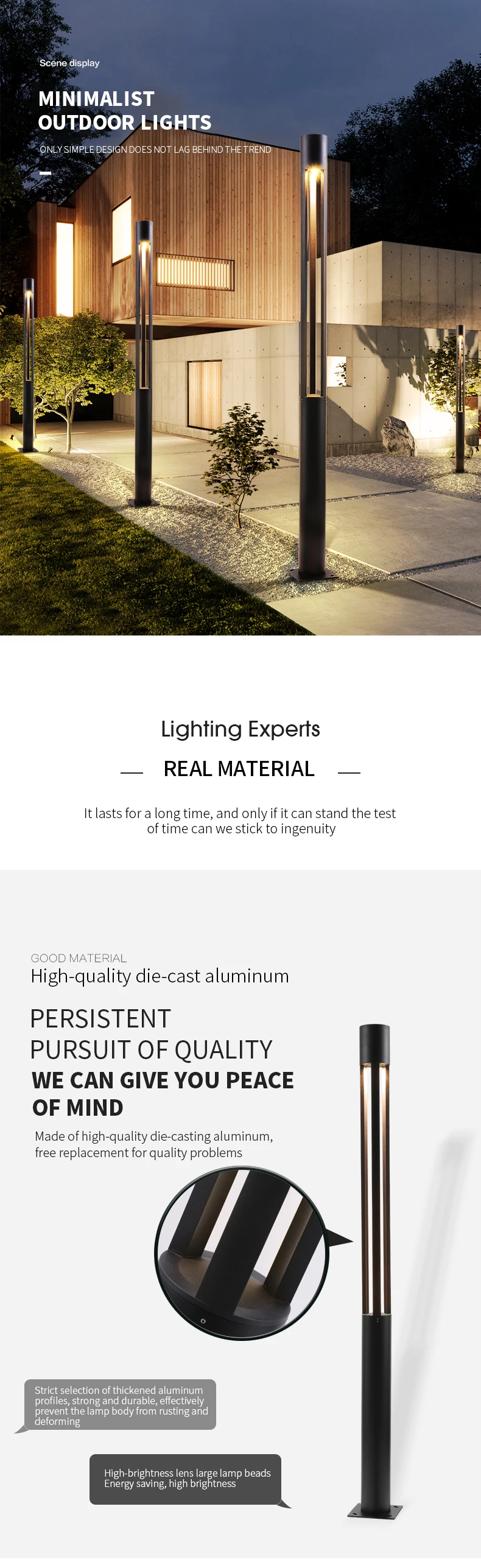 Outdoor LED Pole Lights for Park and Garden - IP65 Waterproof