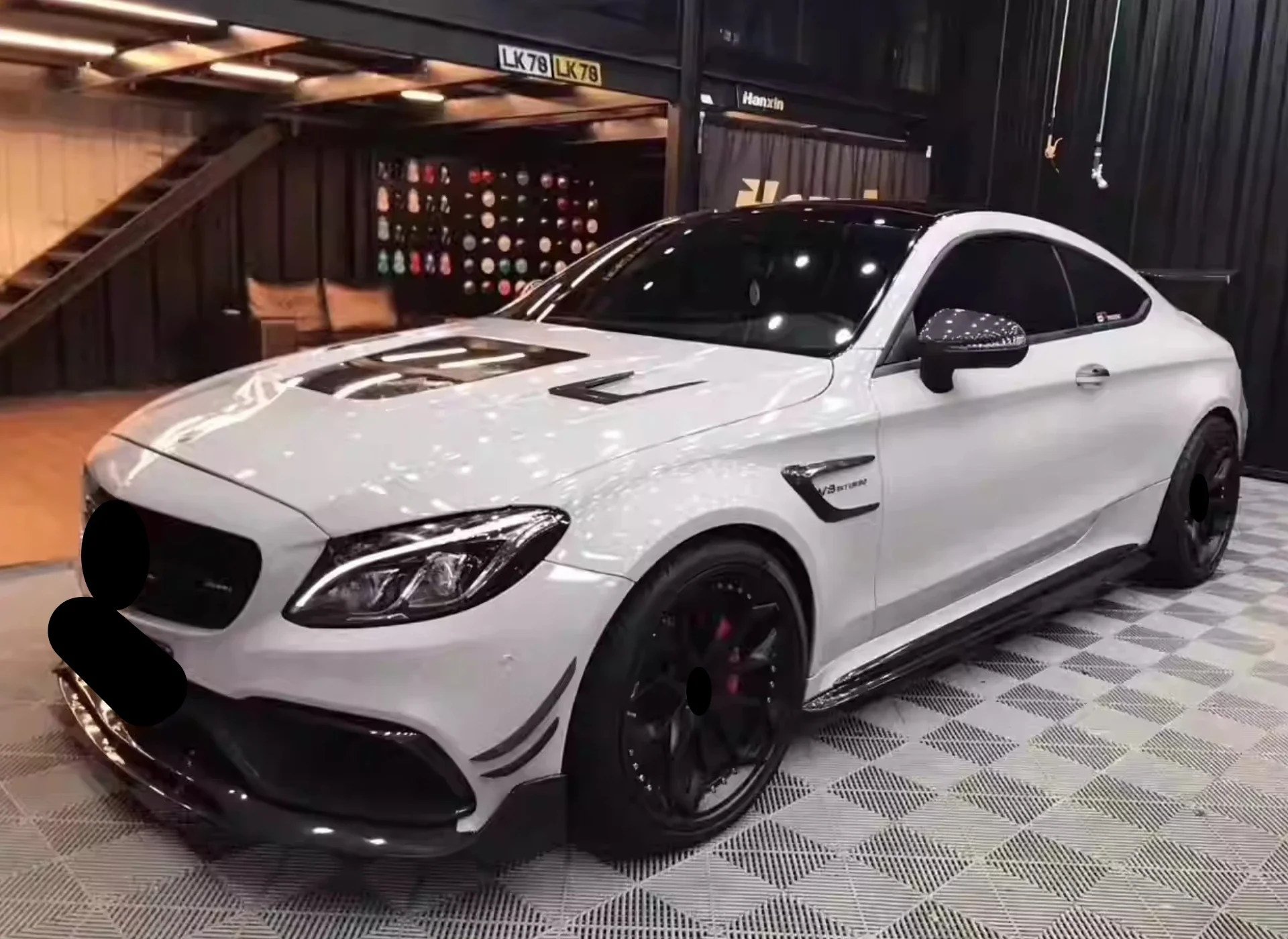 Body Kit Unpainted Engine Cover Transparent Hood For Mercedes Benz C63 ...